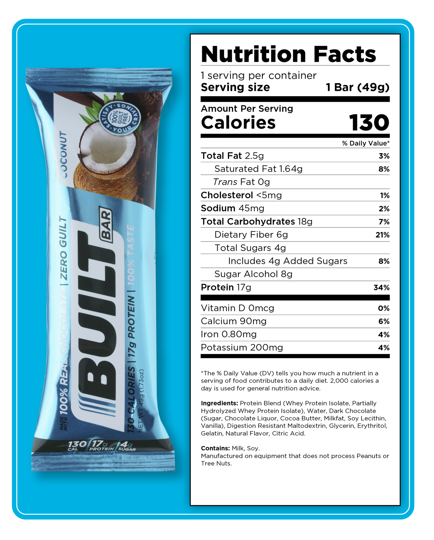 Built Protein Bar - 100% Real Chocolate - Zero Guilt 49g